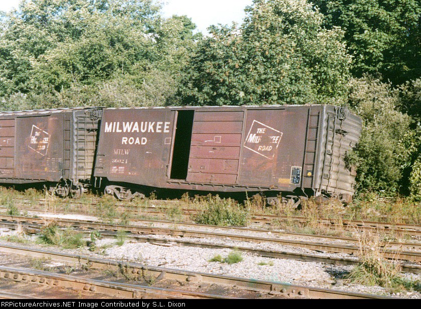 Derailed boxcar